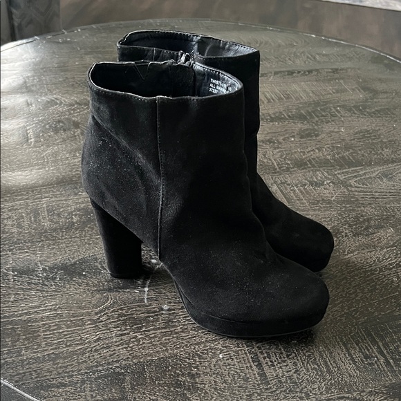 BAMBOO | Shoes | Bamboo Black Heeled Boots With Stacked Heel | Poshmark